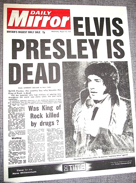 1977 ELVIS PRESLEY Newspaper King of Rock n Roll Music Legend Old Movie 2022 USA £5.99 - PicClick UK