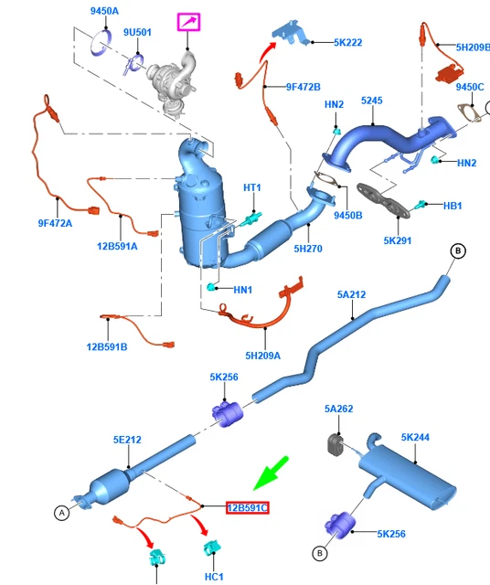FORD MONDEO MK5 Exhaust Gas Catalyst Temperature Sensor 1904020 NEW ...