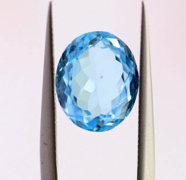 SCACCHIERA TOPAZIO BLU svizzero naturale 4,63 ct taglio ovale pietra ...