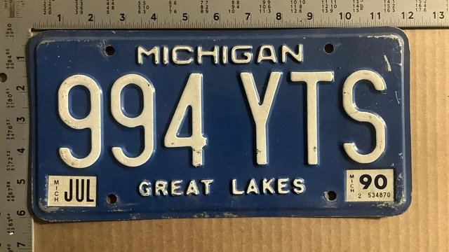 1990 MICHIGAN LICENSE plate 994 YTS YOM DMV Ford Chevy Dodge 14777 $9. ...