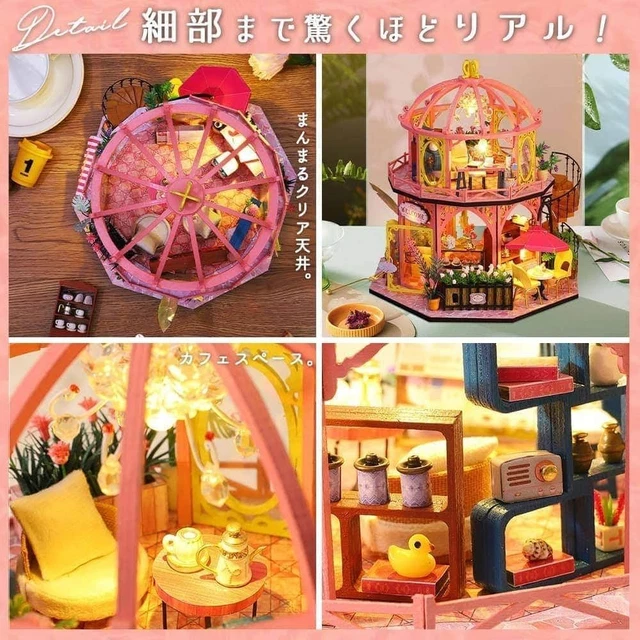 MOIN MOIN 1/24 Flower Cafe Greenhouse Dollhouse Kit LED Music Box £75. ...