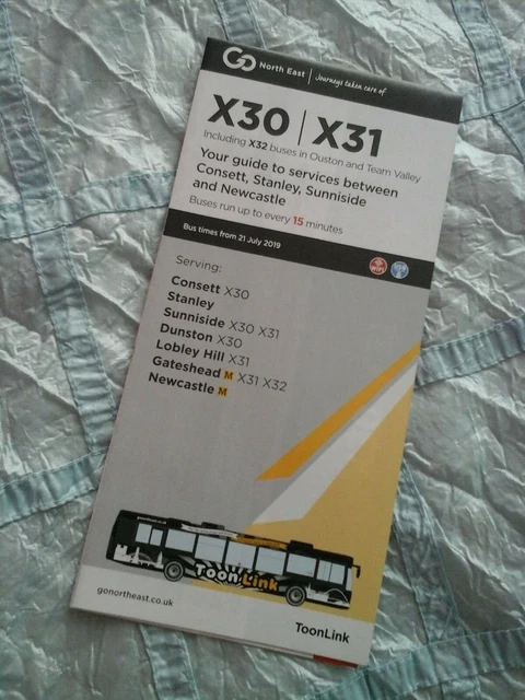 OLD GO NORTH east bus timetable for x30 x31 july 2019 consett stanley ...