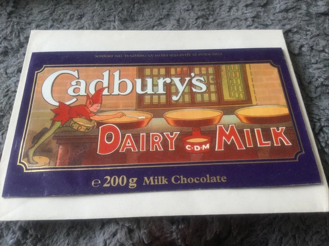 VINTAGE CADBURYS DAIRY Milk Chocolate Bar Wrapper 200g 1996 90th ...