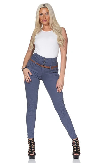 DAMEN HIGH WAIST Röhrenjeans Skinny Stretchhose Slim Fit Figurbetonte ...
