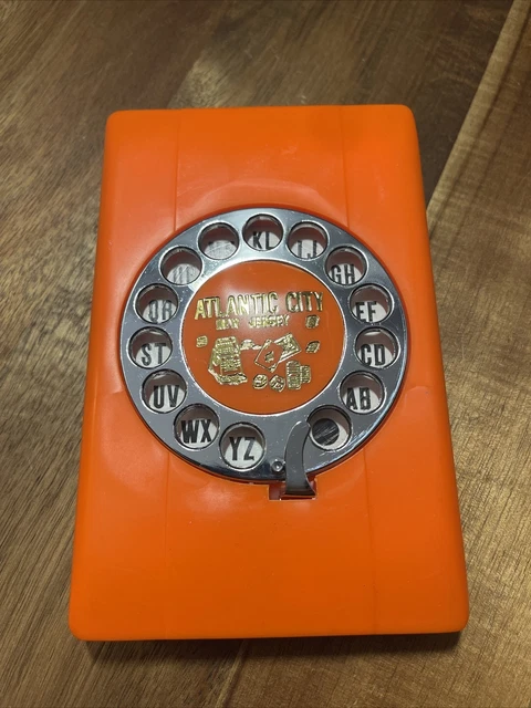 VINTAGE ORANGE TELEPHONE Index Rotary Dial Address Book *Fabulous Las ...