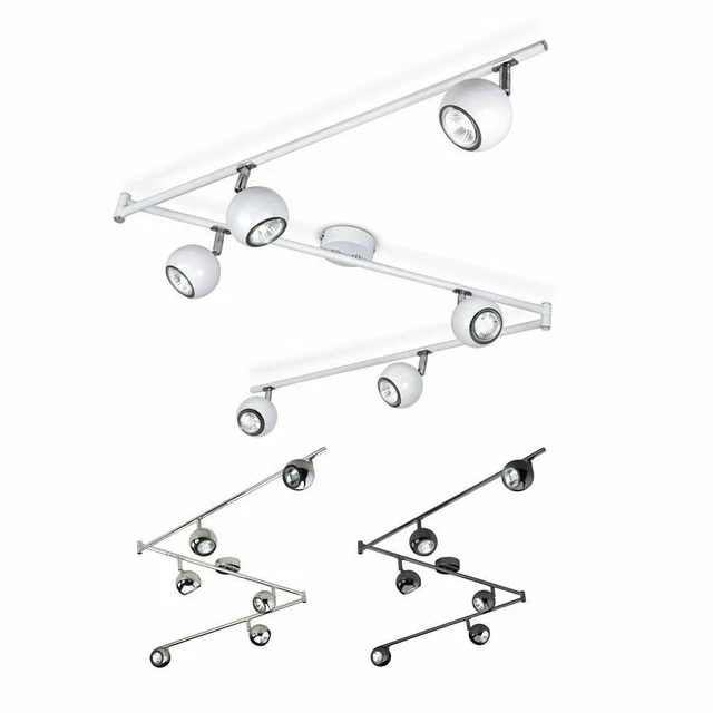 RETRO 6 WAY Ceiling Light Fitting Adjustable Eyeball Spotlight Heads ...