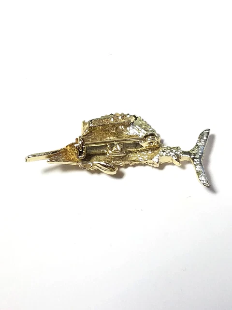 VINTAGE STAMPED GERRY'S Gold Tone Swordfish Marlin Fish Lapel Hat ...