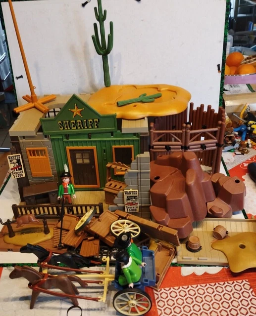 PLAYMOBIL VINTAGE PIÈCES bureau du shérif + accessoires western, armes ...