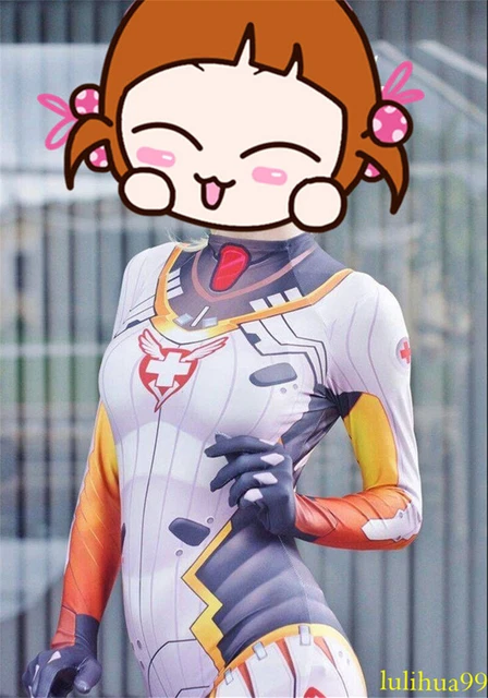 GAME OW OVERWATCH Dva Mercy Costume Angel Cosplay Jumpsuit Halloween ...