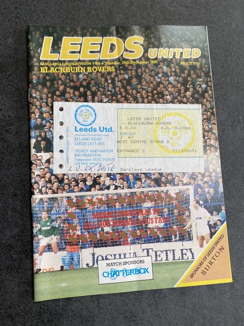 PROGRAMME & TICKET Leeds United V Blackburn Rovers 1988 England Not Fa ...