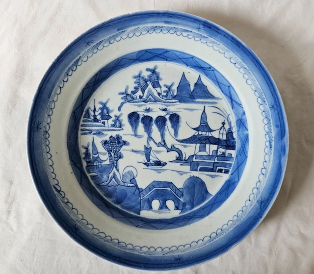 ANTIQUE CHINESE BLUE & White Export Ware Plate (D) £35.00 - PicClick UK