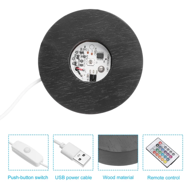 LED LIGHT BASE Stand 3.15" Dia 7 Color Cycle Lights Display Round ...