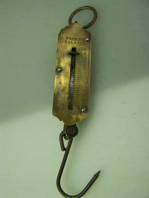 VINTAGE GERMAN MANUFACTURED brass pocket balance spring scale 0 to ...