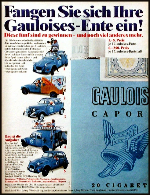CITROEN 2CV ET Gauloises, votre publicité canard des Gauloises 1980 EUR ...