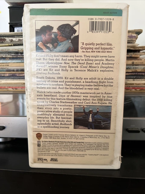 BADLANDS VHS MARTIN Sheen Sissy Spacek Terrence Malick WB 1973 70s Cult ...