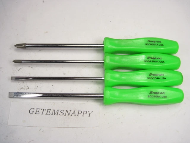 RARE SNAP ON 4pc Mini Screwdriver Set With Green Handles SDDP MINT £84. ...