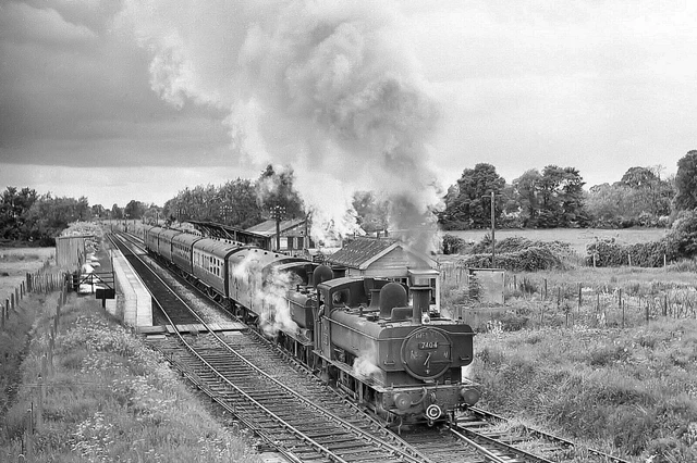 GREAT WESTERN RAILWAY Station Scene. 1960s Loco; 7404 + 7412 PHOTO 12 x ...
