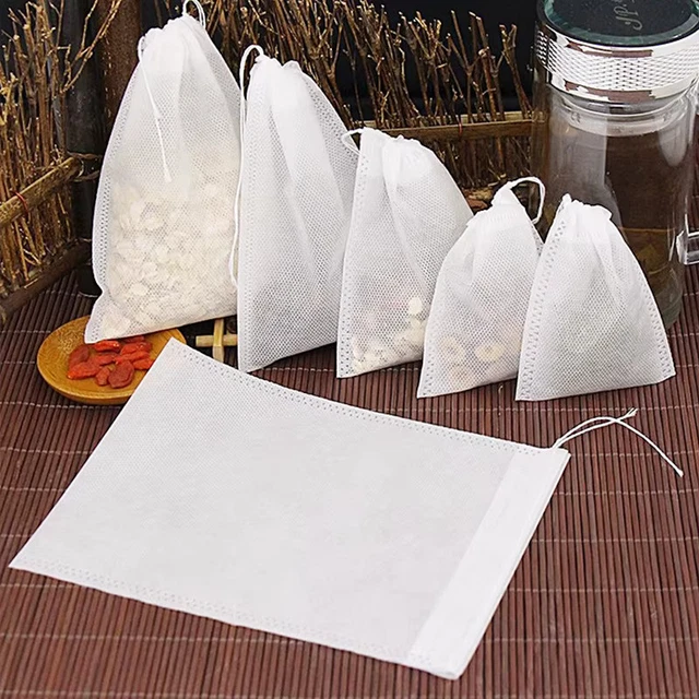 100 PC DISPOSABLE TEA Bags Filter Bags w/ String – Loose Leaf Infuser £ ...