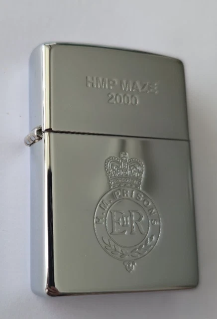 ZIPPO LIGHTER HMP Maze Prison Service Northern Ireland Troubles Chrome ...