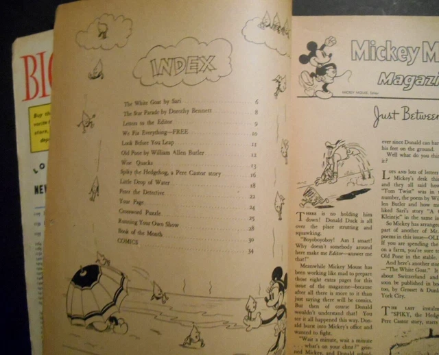 AUGUST 1938 MICKEY Mouse Magazine Comic Book V3 #11 SCARCE Walt Disney ...