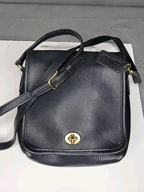 VINTAGE COACH #9076 Companion Legacy Black Leather Cross Body Shoulder ...