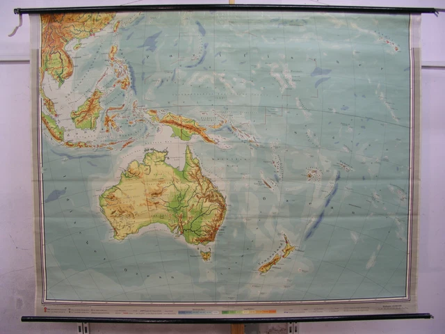 SCHOOL WALL MAP Wall Map Australia New Zealand South Sea Pacific 208x160 1957 £59.74 - PicClick UK
