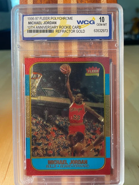 MICHAEL JORDAN 1996-97 Fleer 10th Anniversary of Rookie GOLD RÉFRACTOR wcg 10 MT EUR 6,07 ...