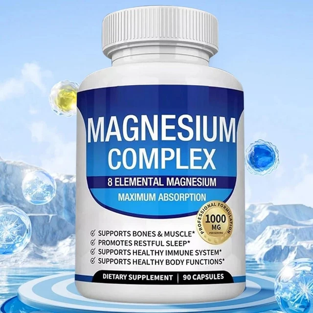 MAGNESIUM COMPLEX 8 Elemental Magnesium Supplement 1000mg Non-GMO 90 ...