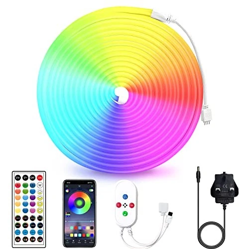 LED NEON LIGHTS Strip 5M with Remote,APP Control,24v RGB neon LED Light ...