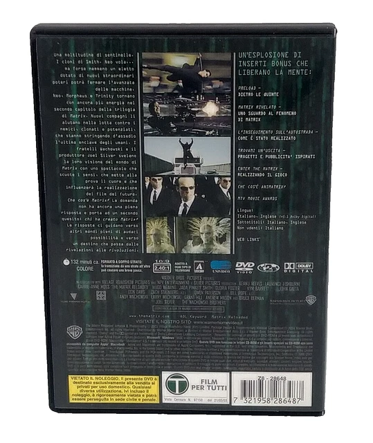 MATRIX RELOADED ANNO 2003 Film DVD Keanu Reeves Monica Bellucci Carrie-Anne Moss EUR 14,15 ...