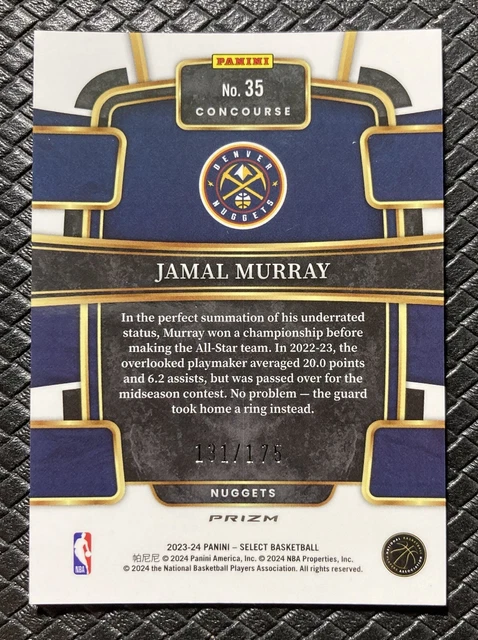 JAMAL MURRAY 2023-24 Panini Select #35 Maroon Prizm/175 Denver Nuggets ...