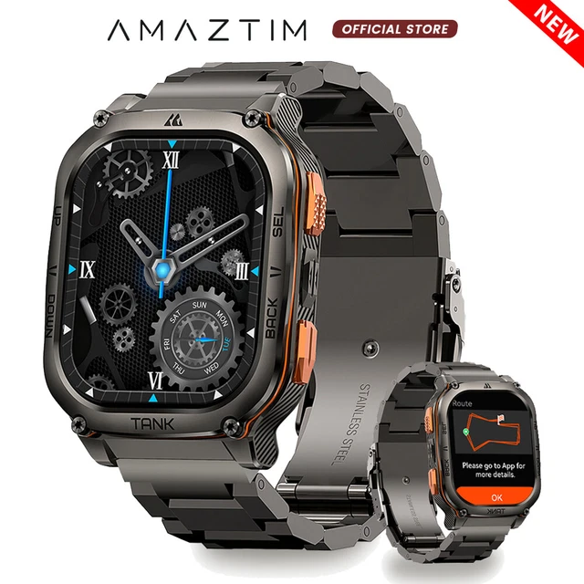 SMARTWATCH 2024 AMAZTIM TANK M3 ULTRA GPS 480mAh batteria grande per ...
