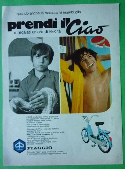 PIAGGIO CIAO MOTO 50 Cc Publicité D'Origine 1970 Prendre Le Ciao 2 EUR ...