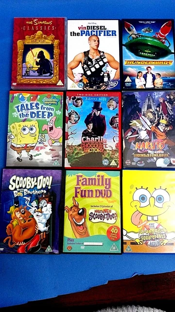 9 NARUTO SCOOBY Doo Pacifier Thunderbirds Sponge Bob Chocolate Factory ...