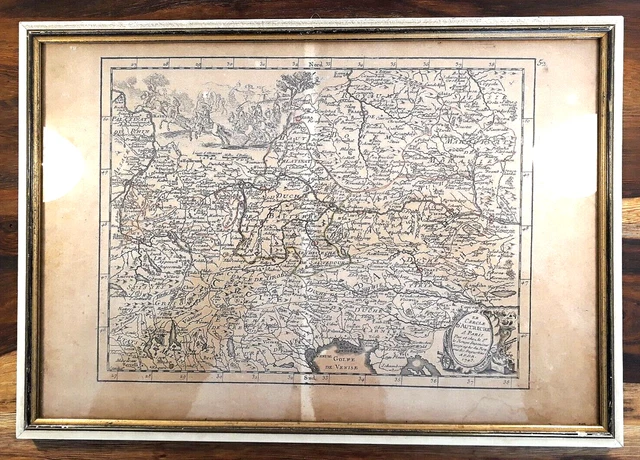 ALTER KUPFERSTICH COLORIERT, gerahmt, Landkarte, Österreich,um 1780, französisch EUR 143,00 ...