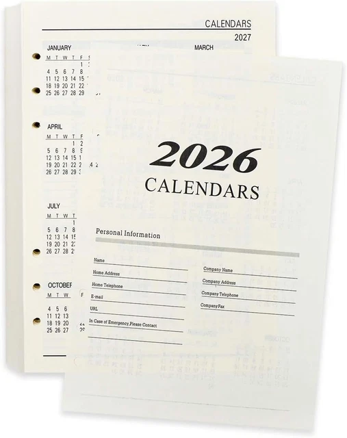 2026 CALENDARS A5 Planner Refills Paper Monthly Plan Binder Inserts ...
