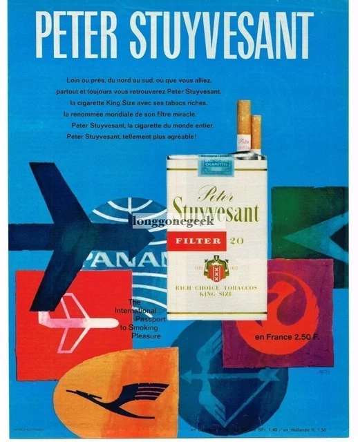 1968 PETER STUYVESANT Cigarettes French VINTAGE Print Ad #2 Vivid Bold ...