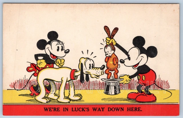 1930S MICKEY & MINNIE MOUSE Pulling a Rabbit Walt Disney Delgado Ltd ...