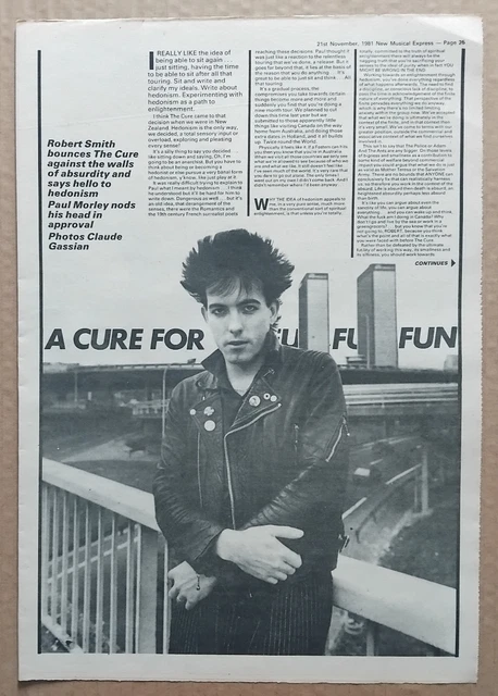 THE CURE ORIGINAL Vintage 1981 Interview/Article Robert Smith £7.99 ...