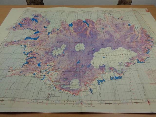 WW2 RAF MAP of "ICELAND" covering the ENTIRE ISLAND (WING COMMANDER ...