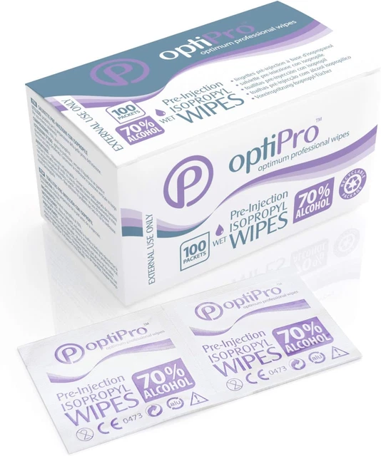 OPTIPRO PRE-INJECTION WIPES (x100) - Isopropyl Alcohol Sachet Wipes ...