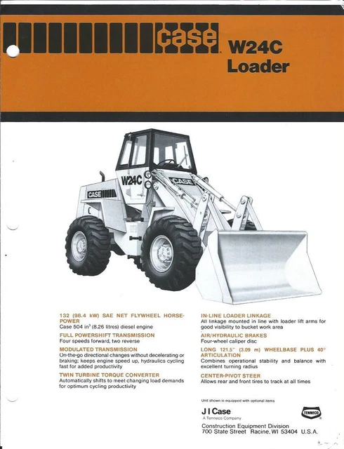 EQUIPMENT BROCHURE - Case - W24C - Wheel Loader - c1979 (E2749) $17.95 ...