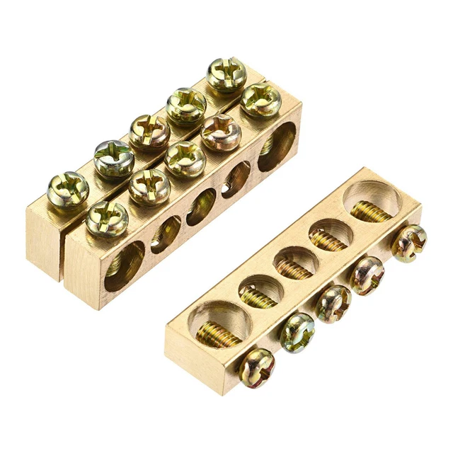 TERMINAL GROUND BAR Screw Block Barrier Brass 5 Positions 50mmx8mmx13mm ...