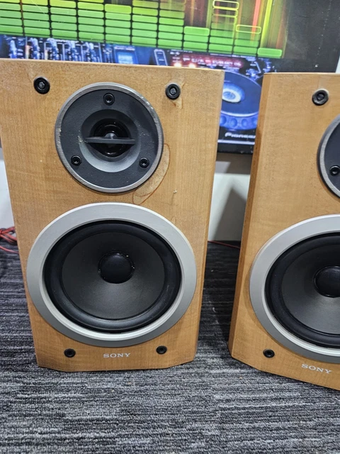 L106 SONY SS-CMD373 Bookshelf Speakers 6ohm Brown Wood No Covers Wired ...