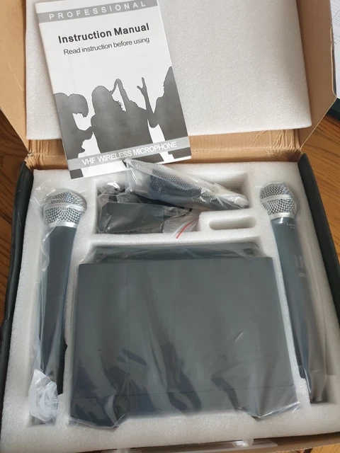 PROFESSIONAL WIRELESS MICROPHONE System with Dual Channel UHF Fixed Frequency £32.00 - PicClick UK