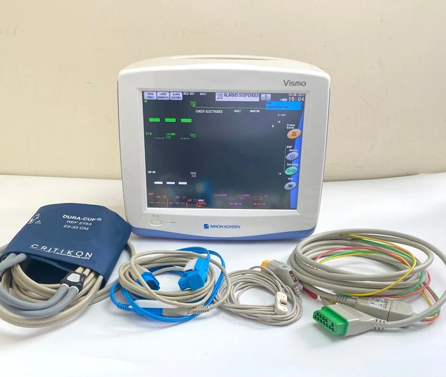 NIHON KOHDEN VISMO *TOUCHSCREEN* PATIENT MONITOR + TG-980P Co2 SENSOR ...
