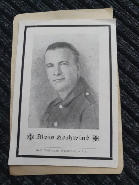 ORIGINAL GERMAN WW2 death Card ALOIS HOCHWIND Kommandatur 30may1944 ...