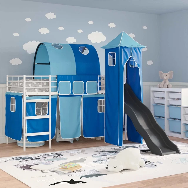 KIDS'LOFT BED FRAME with Curtains Arch Slide Tower vidaXL £380.47 ...