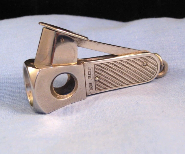 ART DECO STERLING Silver Antique Cigar Cutter Tool Albert Chain ...