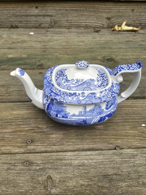 VINTAGE BLUE ☆SPODE Italian Design Floral Porcelain Teapot Made In ...